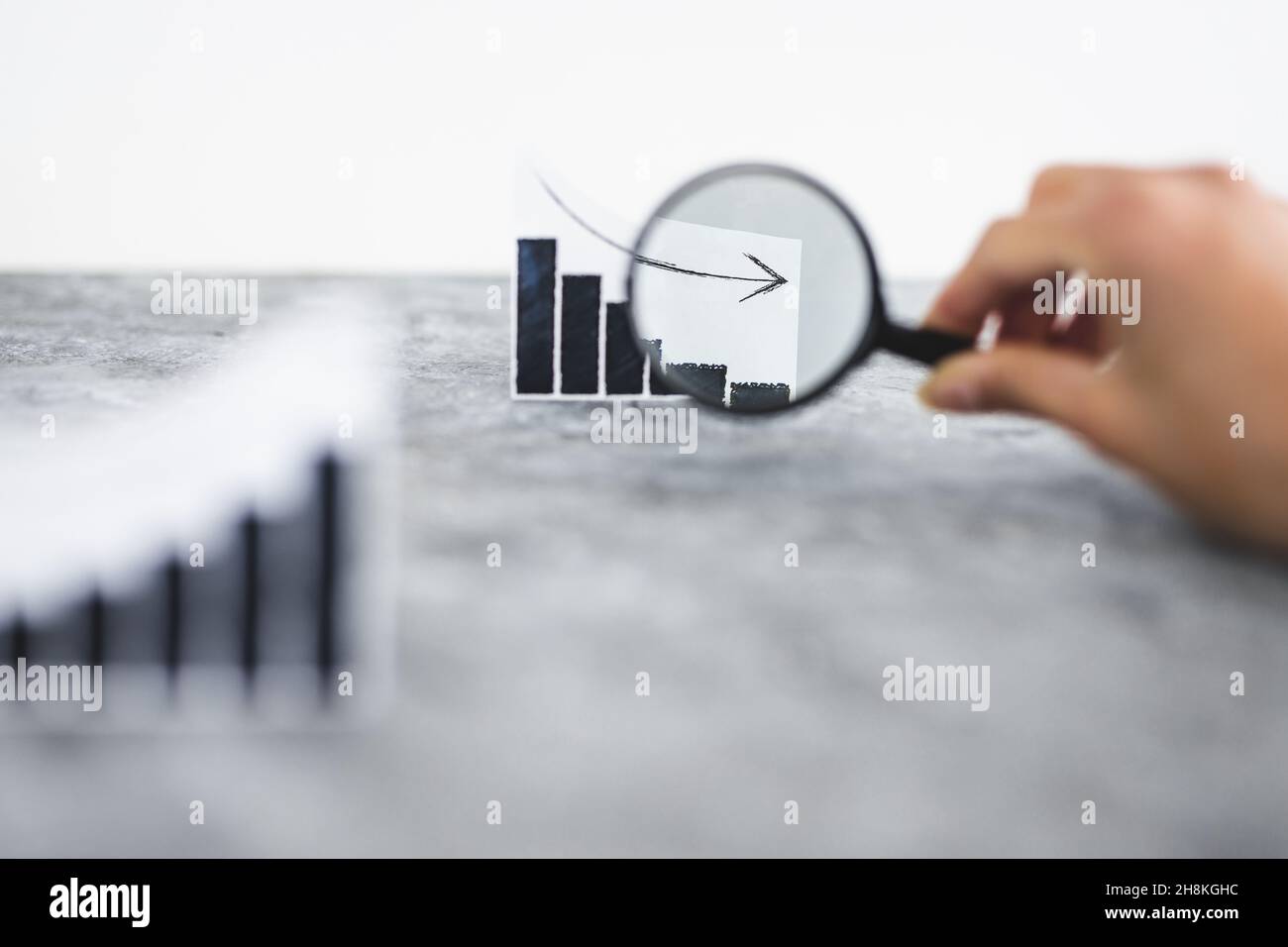 financial markets or money and investments concept, charts showing ...