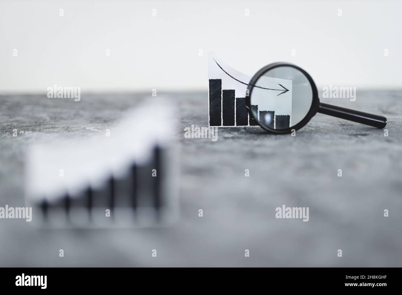 financial markets or money and investments concept, charts showing ...