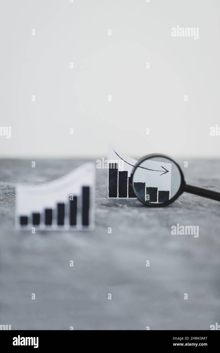 financial markets or money and investments concept, charts showing ...