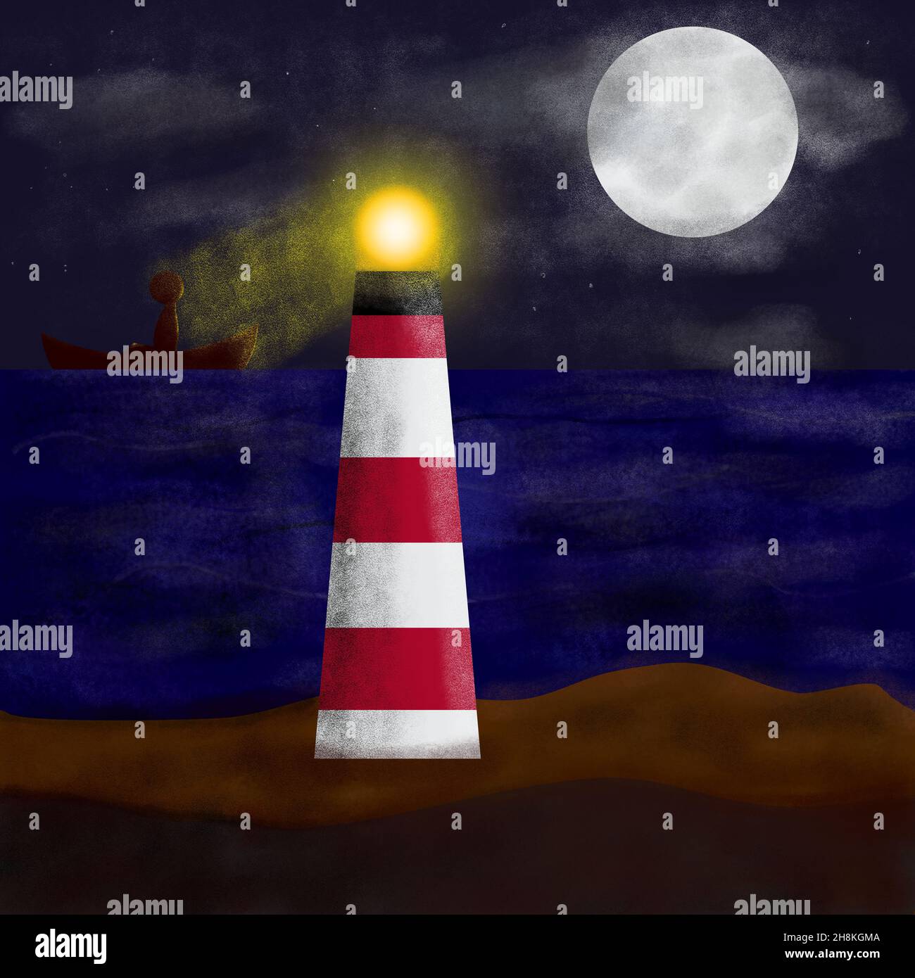 Red lighthouse full moon hi-res stock photography and images - Alamy