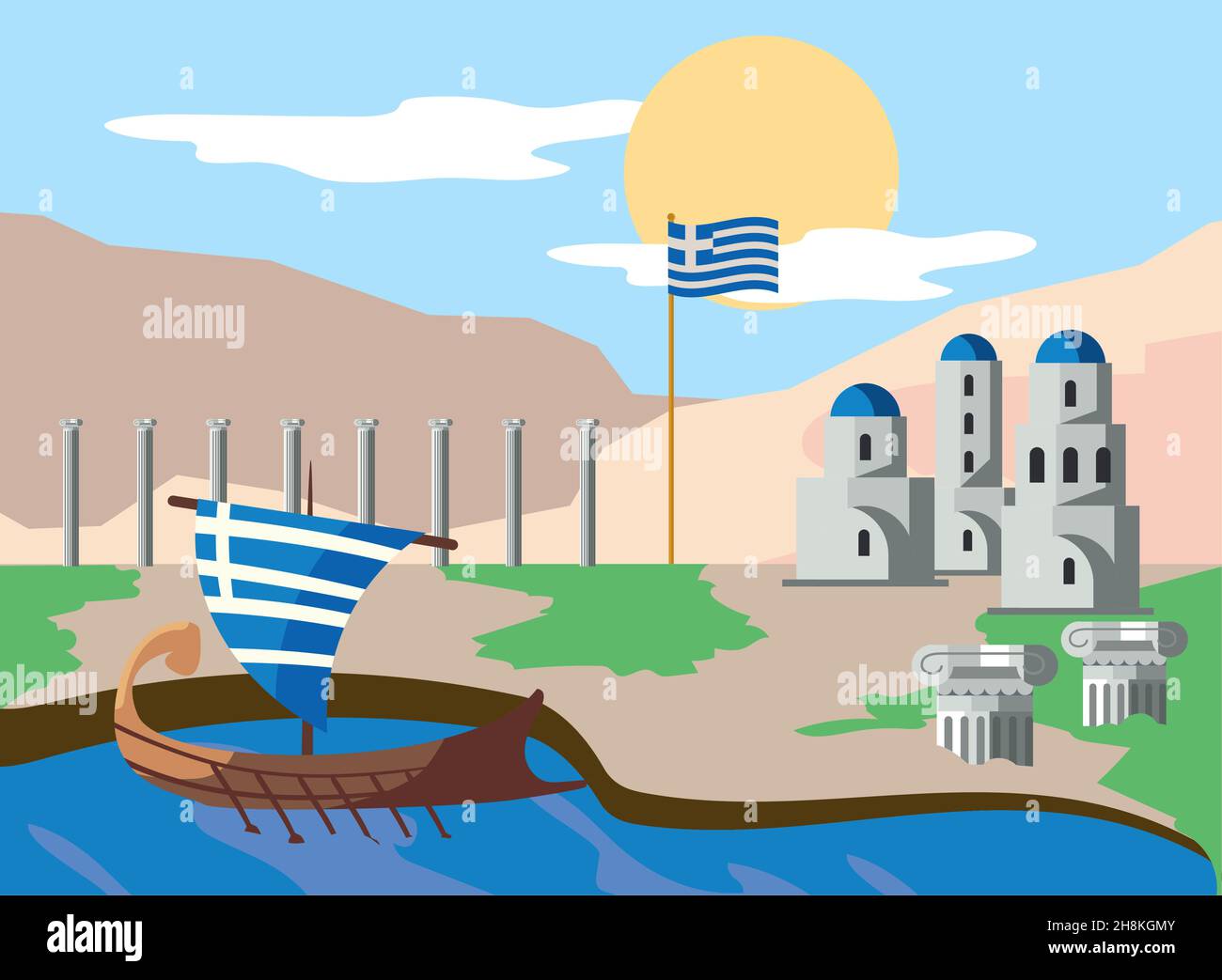 ancient greece card with one boat Stock Vector Image & Art - Alamy