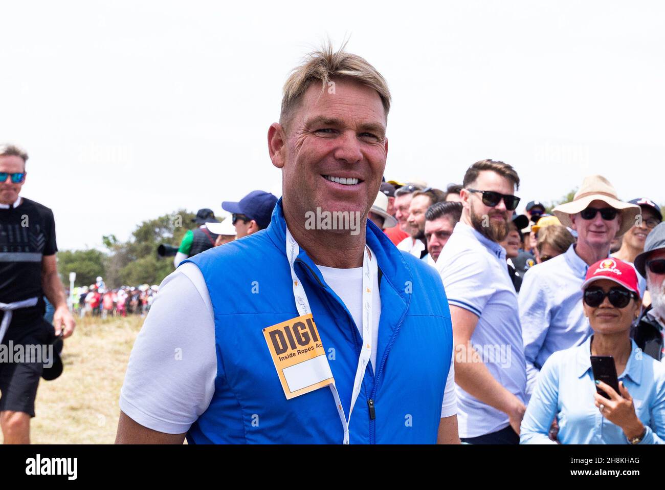 Shane Warne is seen during round 2 of The Presidents Cup Credit: Speed ...