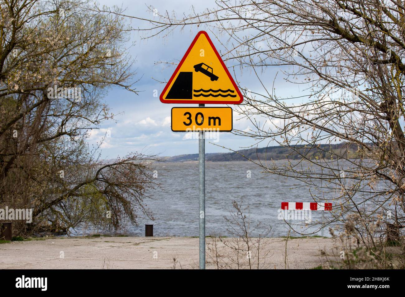 A wharf or riverbank warning sign seen in Gostynin-Wloclawek Landscape ...