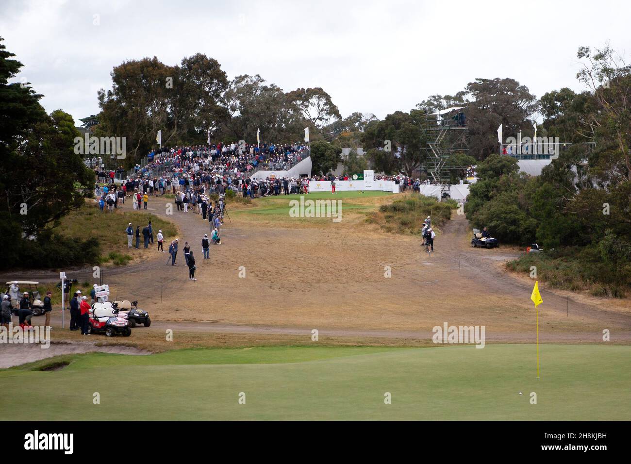 Xander Schauffele of team USA ball on the 3rd green during round 3 of ...
