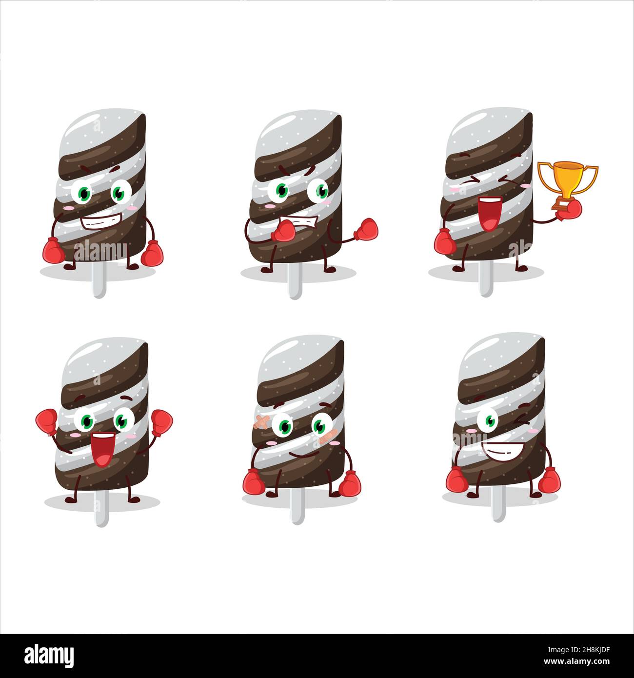 A sporty gummy candy chocolate milk boxing athlete cartoon mascot ...