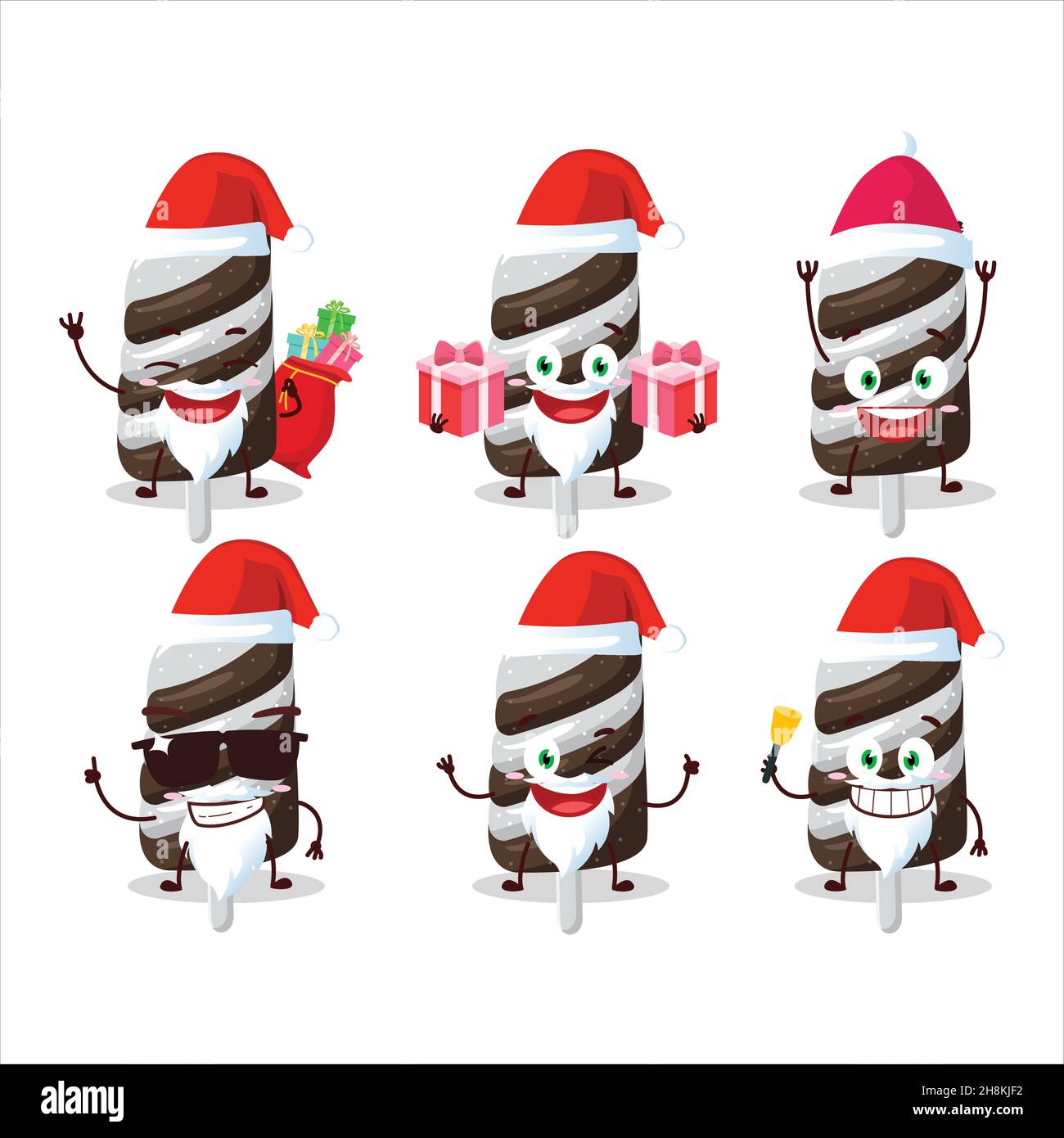 Santa Claus Emoticons With Gummy Candy Chocolate Milk Cartoon Character