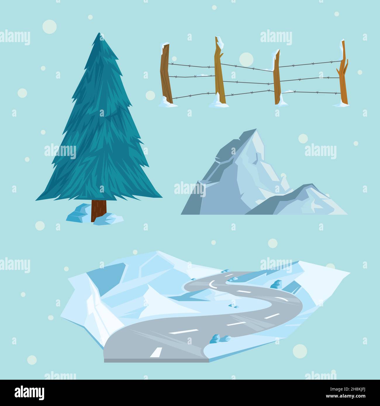 Frozen fence in winter Stock Vector Images - Alamy