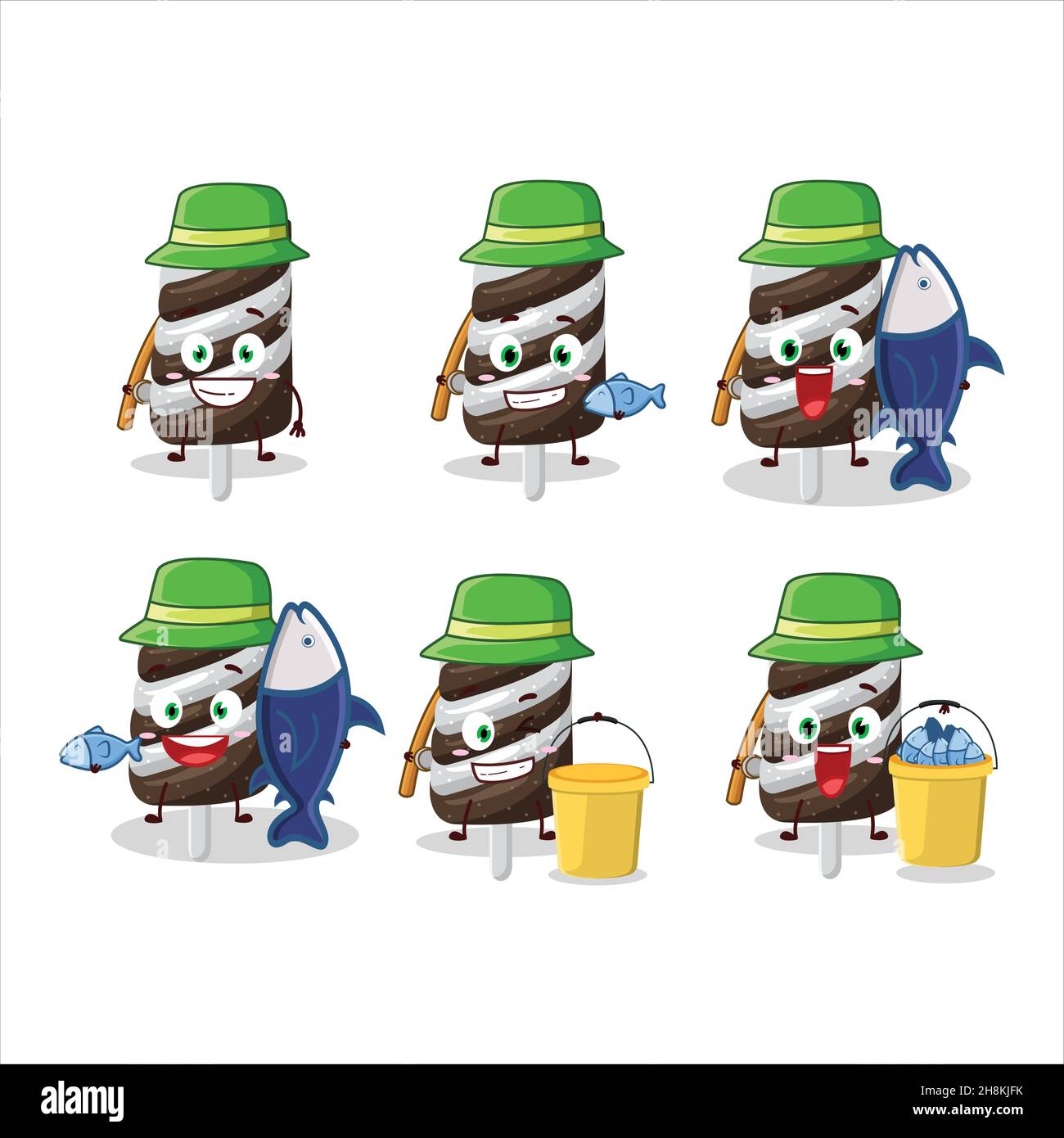 A fisherman gummy candy chocolate milk cartoon picture catch a big fish ...