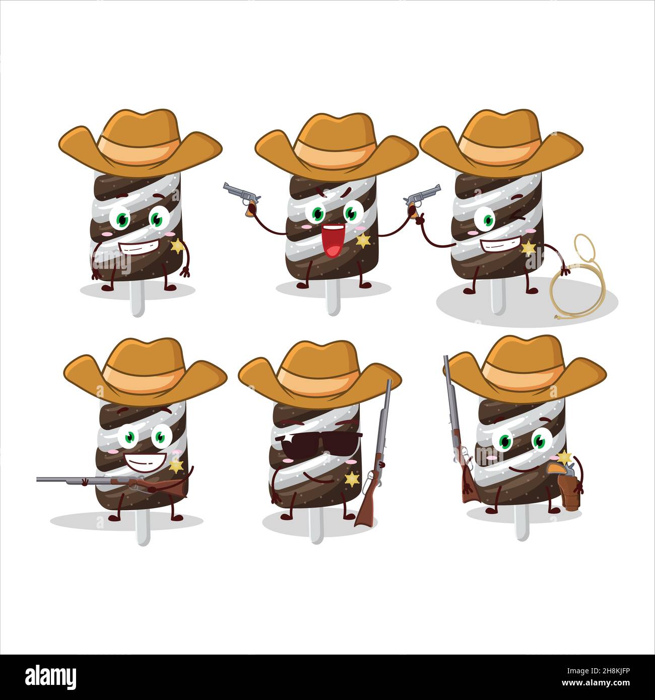 Cool cowboy gummy candy chocolate milk cartoon character with a cute ...