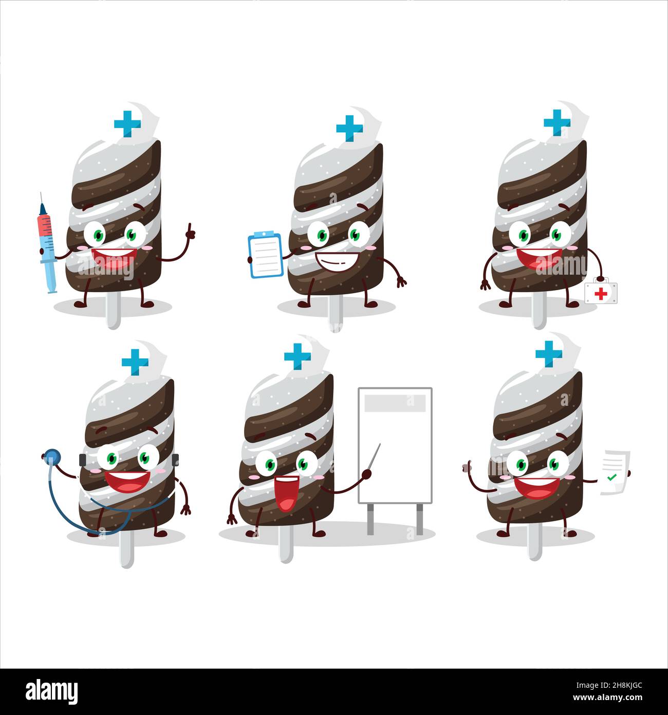 Doctor Profession Emoticon With Gummy Candy Chocolate Milk Cartoon