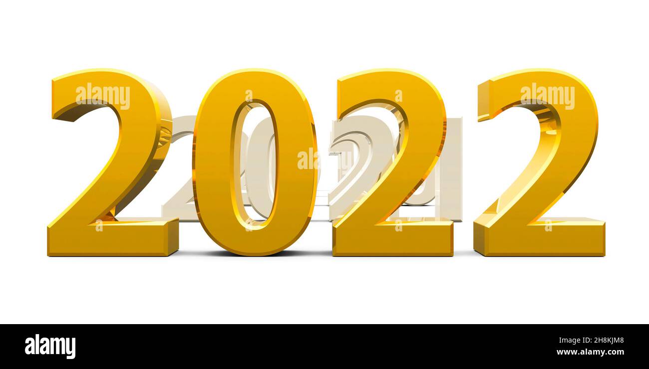 Gold 2022 come represents the new year 2022, three-dimensional ...