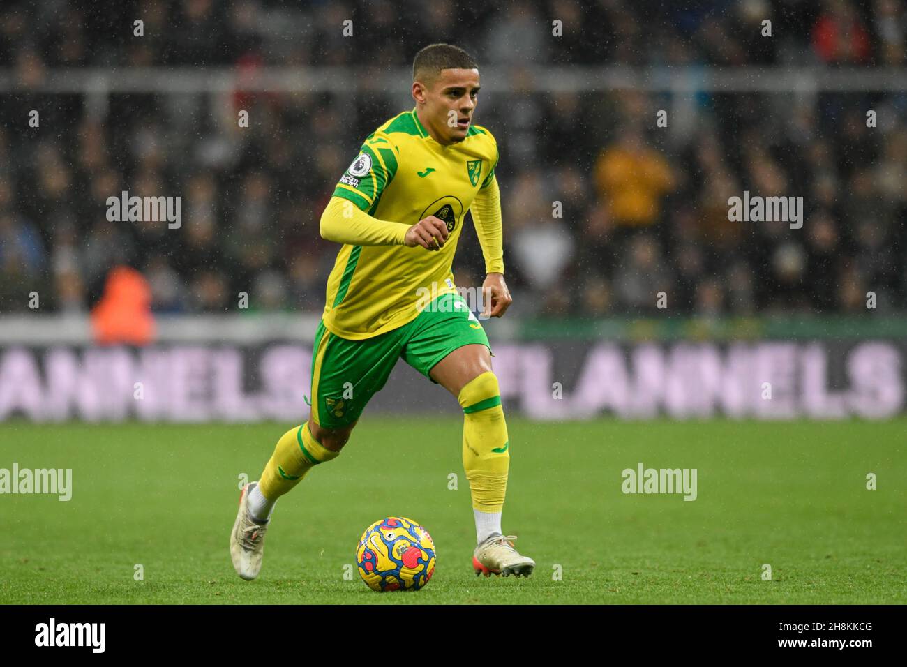 Max Aarons #2 of Norwich City runs forward with the ball Stock Photo ...