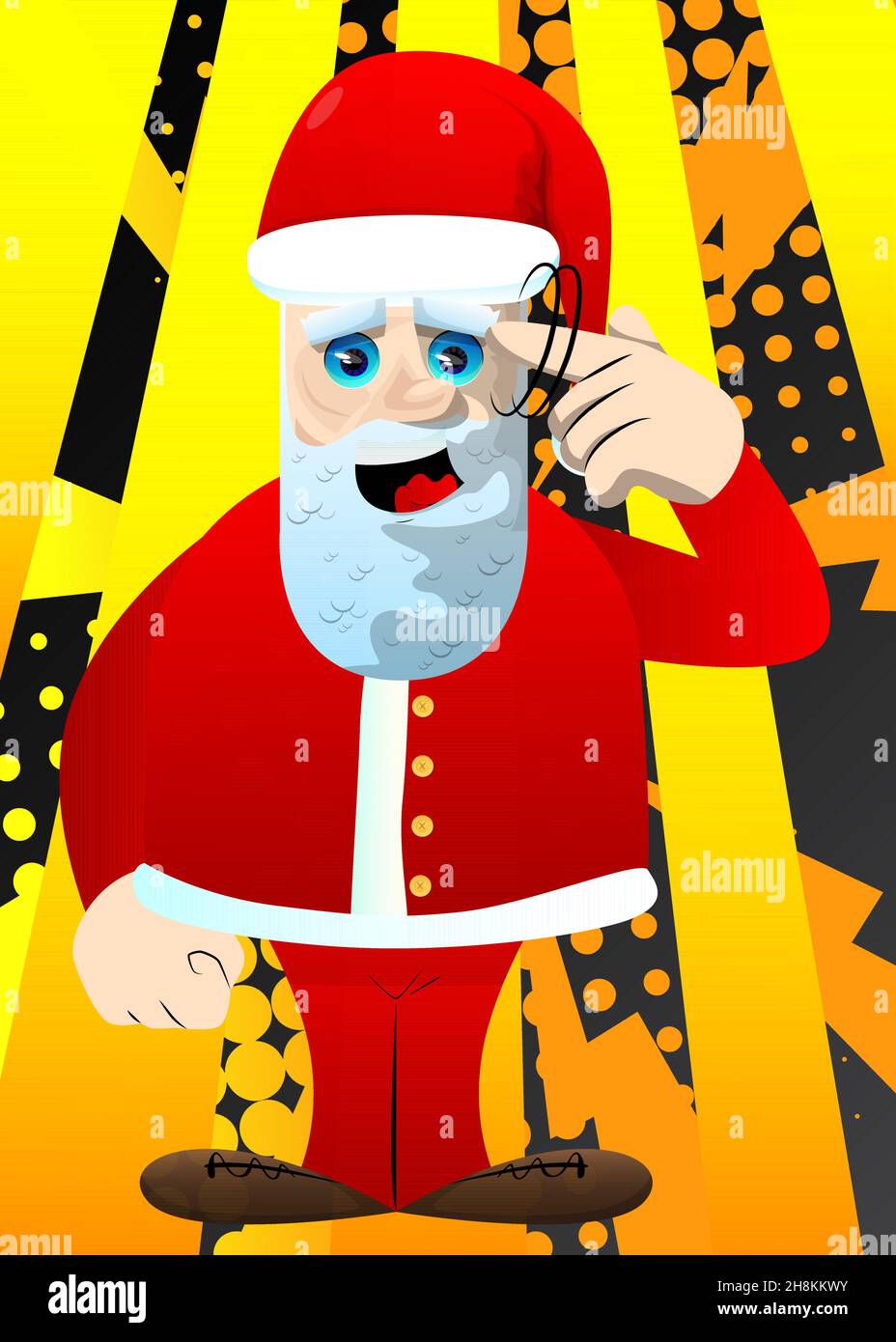 Santa Claus in his red clothes with white beard shows a you're nuts ...