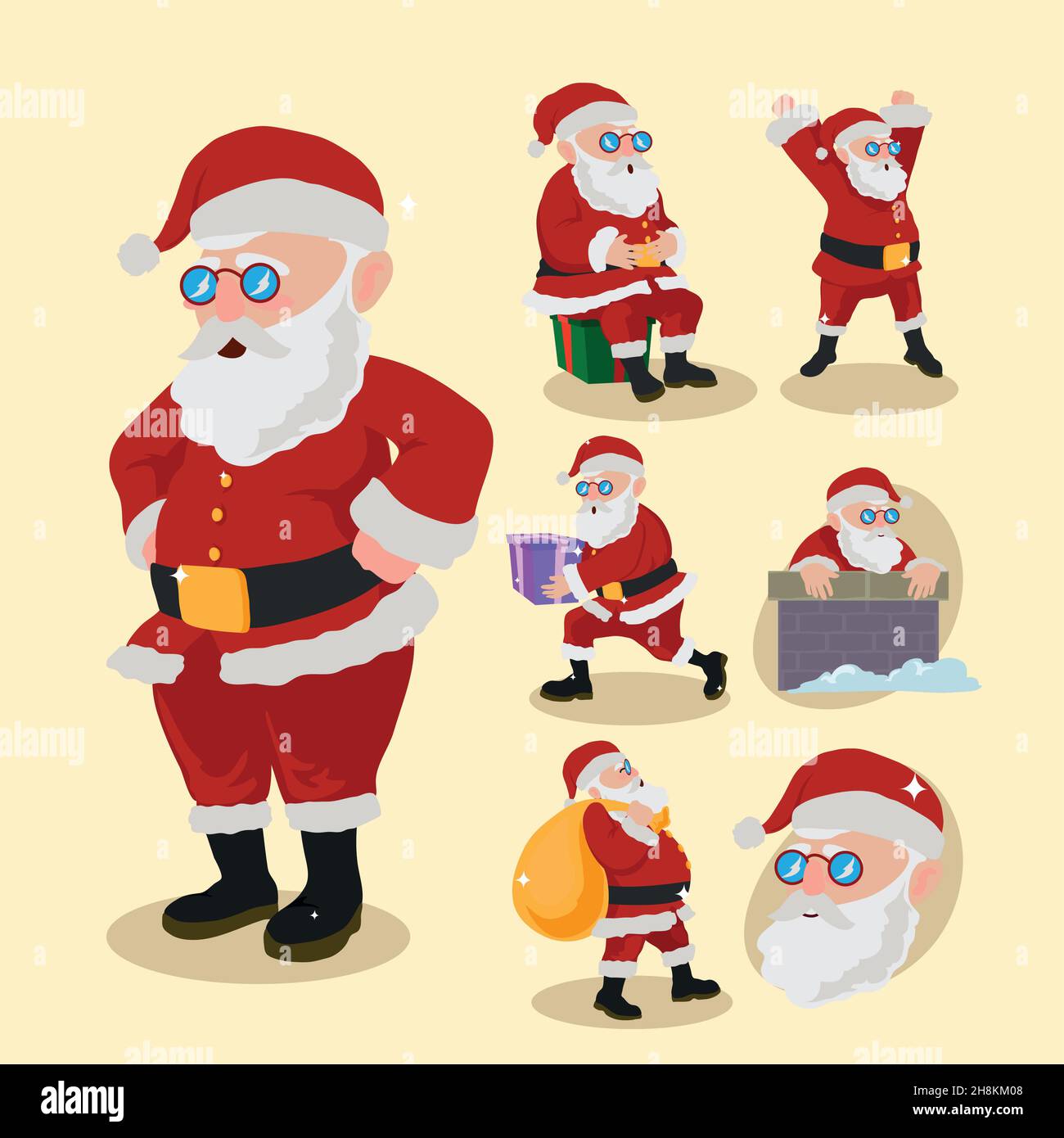 set of six happy santas Stock Vector Image & Art - Alamy