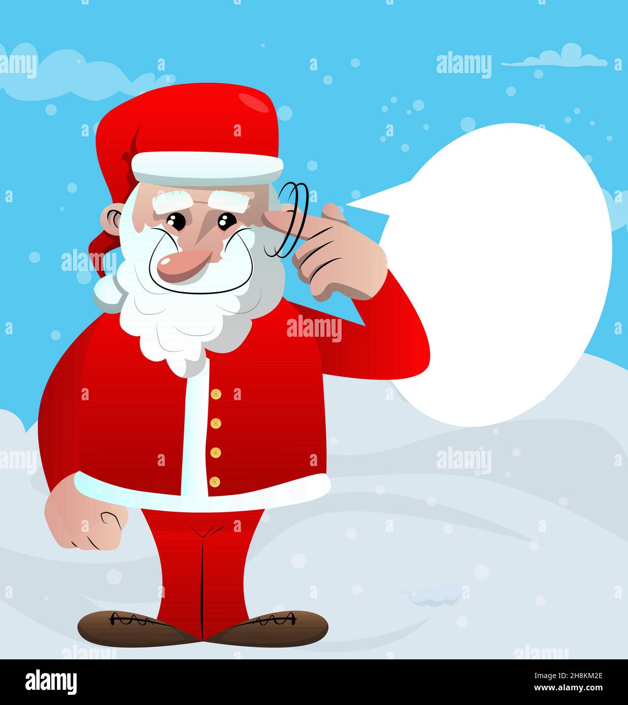 Santa Claus in his red clothes with white beard shows a you're nuts ...