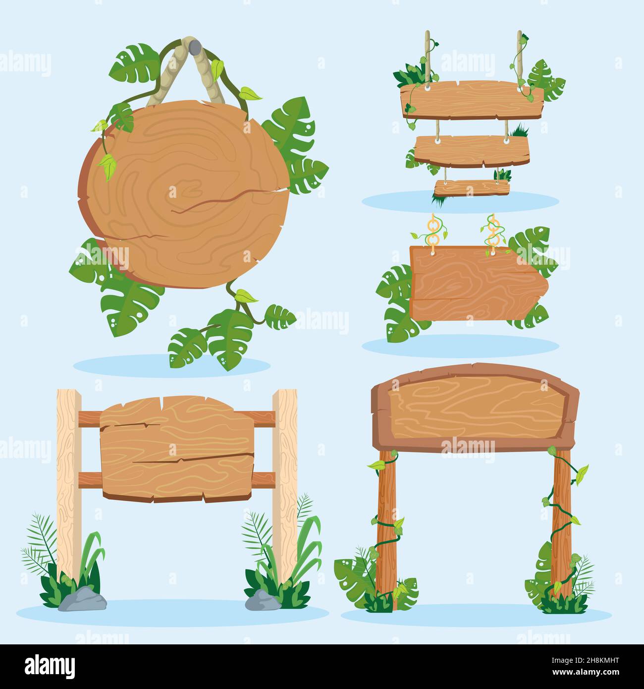 set of five wooden signs Stock Vector Image & Art - Alamy