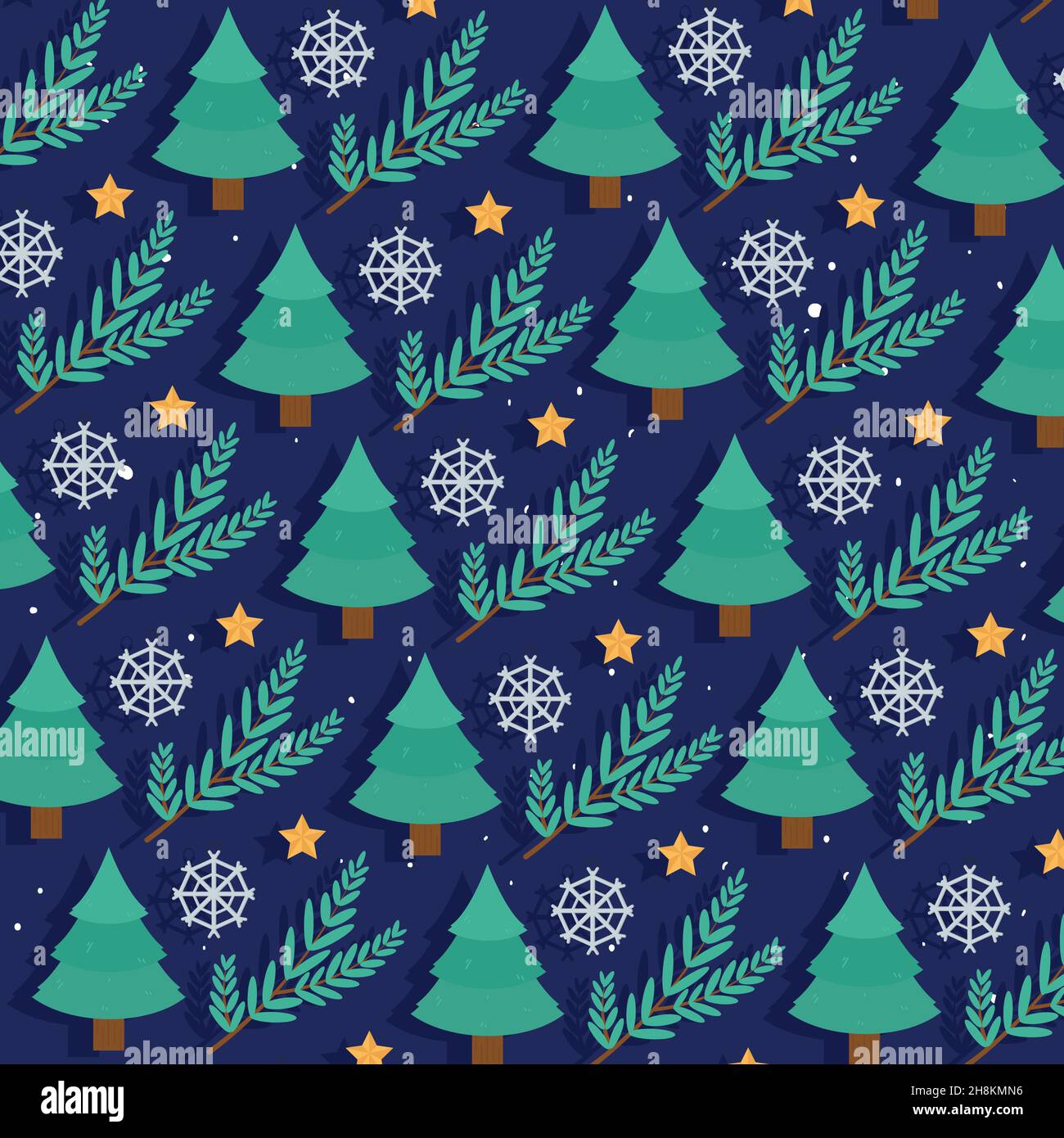 christmas plants wallpaper and snowflakes Stock Vector Image & Art - Alamy