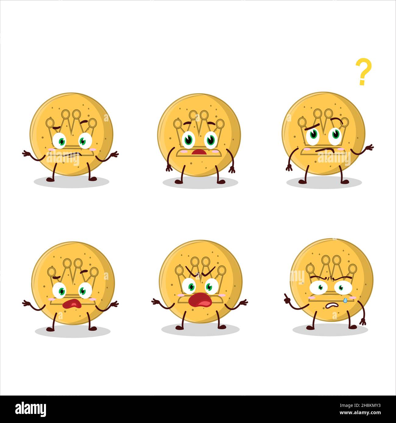 Cartoon character of dalgona candy king with what expression. Vector ...