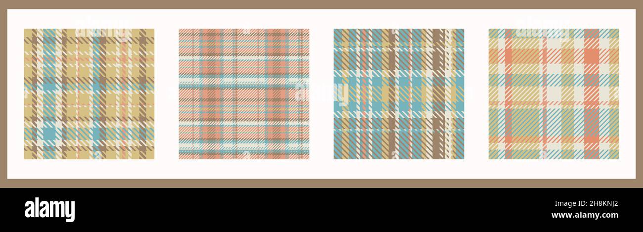 Gender neutral seamless plaid vector pattern collection. Gingham baby ...