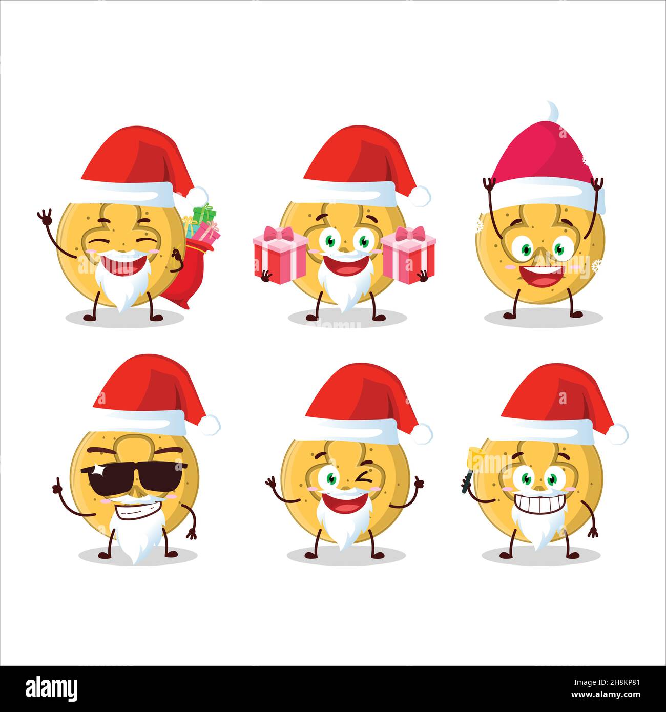 Santa Claus emoticons with dalgona candy trefoils cartoon character ...
