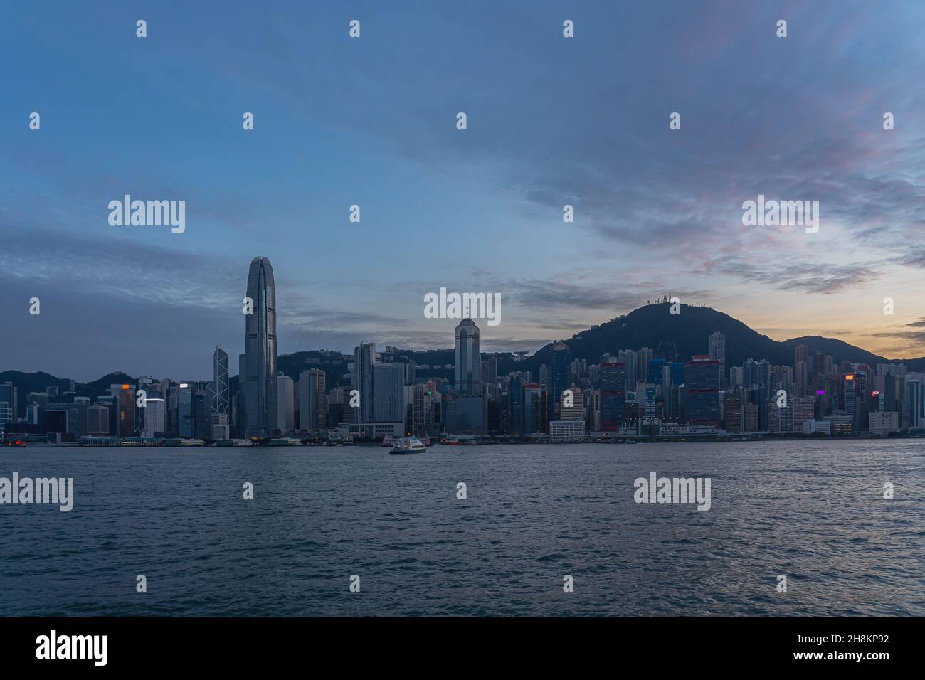 Hong Kong Skyscrapers in sunset Stock Photo - Alamy