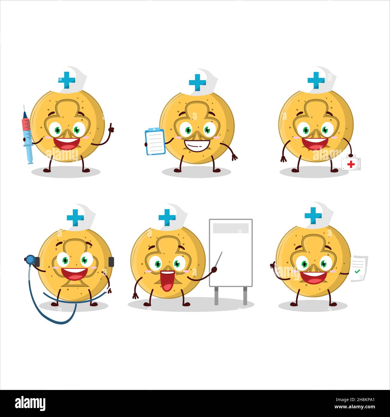 Doctor profession emoticon with dalgona candy trefoils cartoon ...