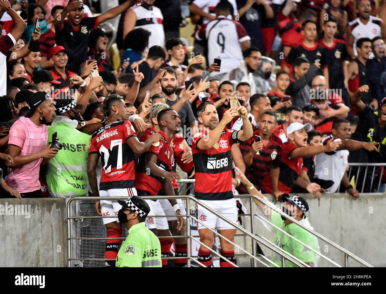 Rio de Janeiro-Brazil, November 30, 2021, Flamengo players celebrate ...