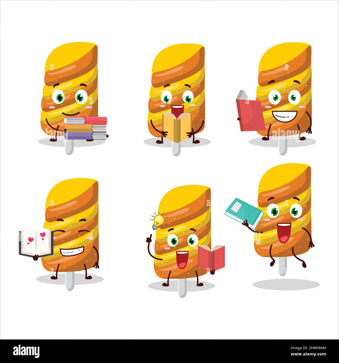 A picture of gummy candy orange cartoon character concept reading an ...