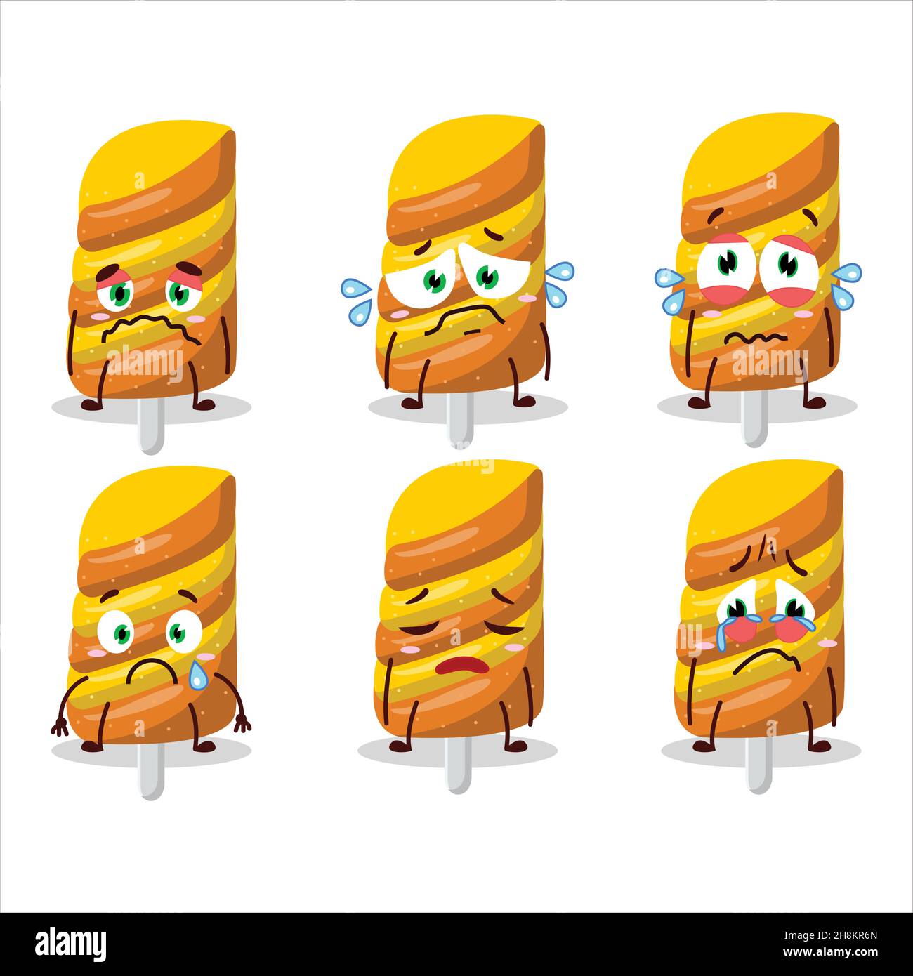 Gummy candy orange cartoon character with sad expression. Vector ...