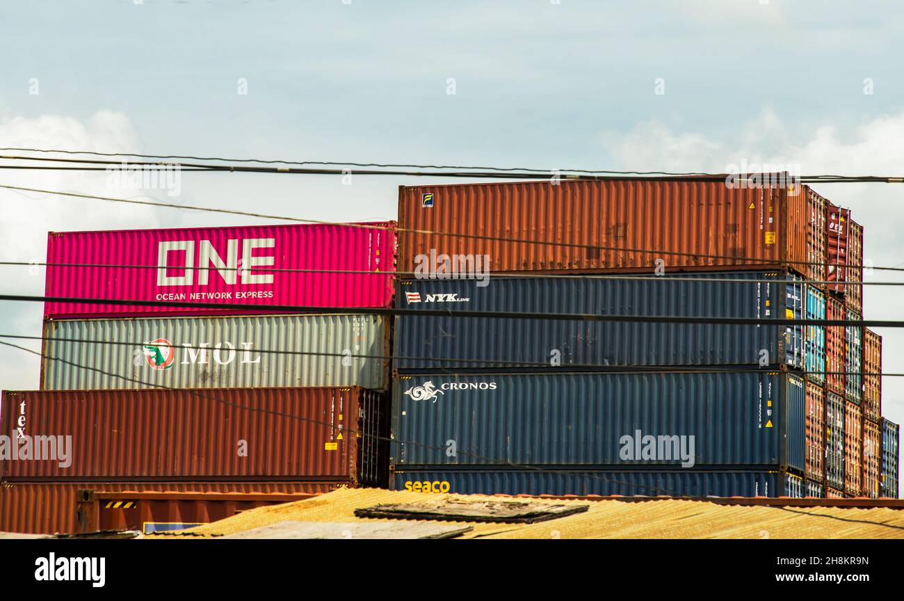 Bangkok,Thailand - May 20, 2021 : Industrial containers box for ...