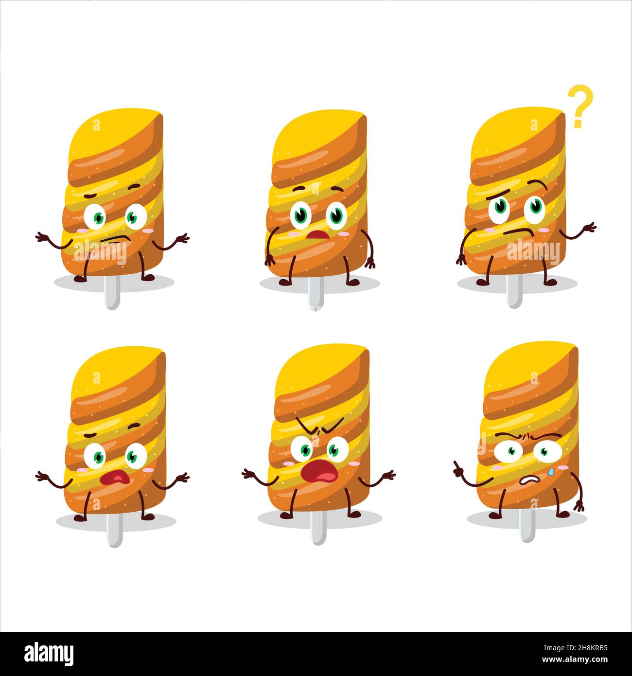 Cartoon character of gummy candy orange with what expression. Vector ...