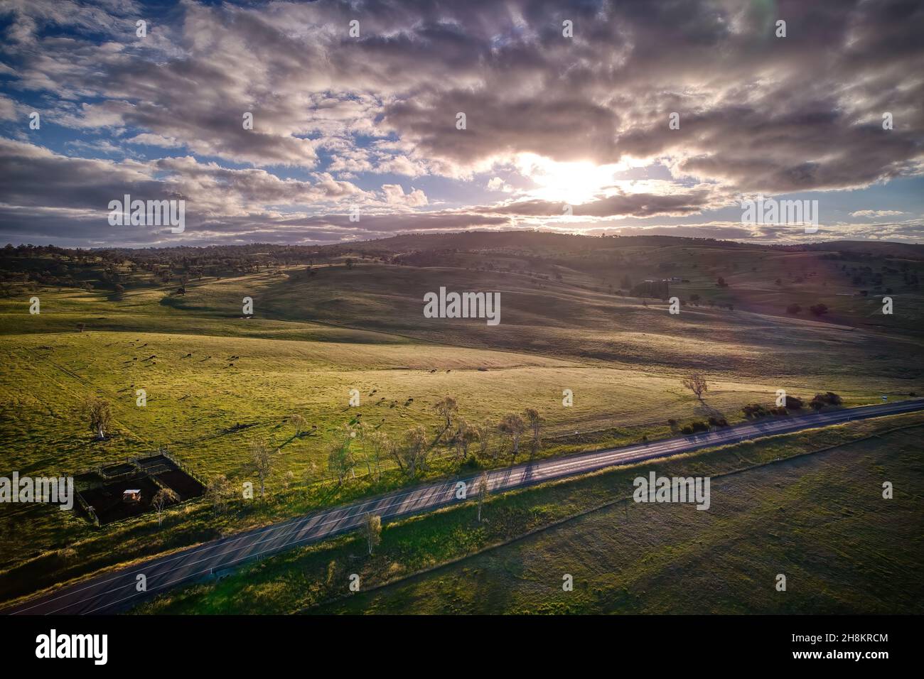 Hills near Adaminaby on the Snowy Mountains Highway late afternoon ...
