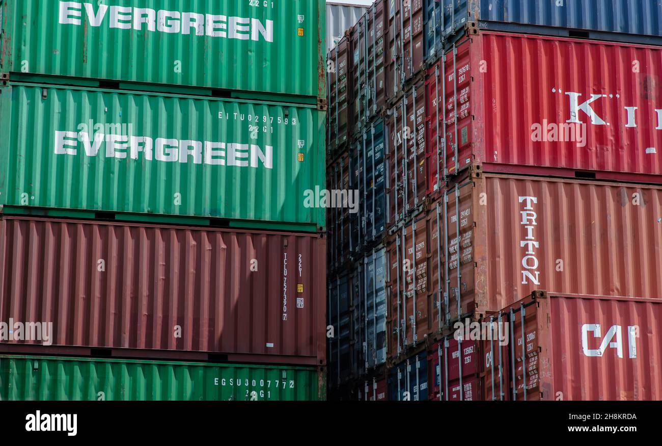 Bangkok,Thailand - May 20, 2021 : Industrial containers box for ...