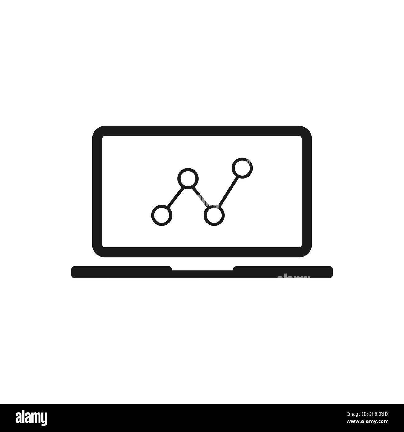 Line Chart Sign and Computer Laptop Symbol. Flat Isolated Graphic ...