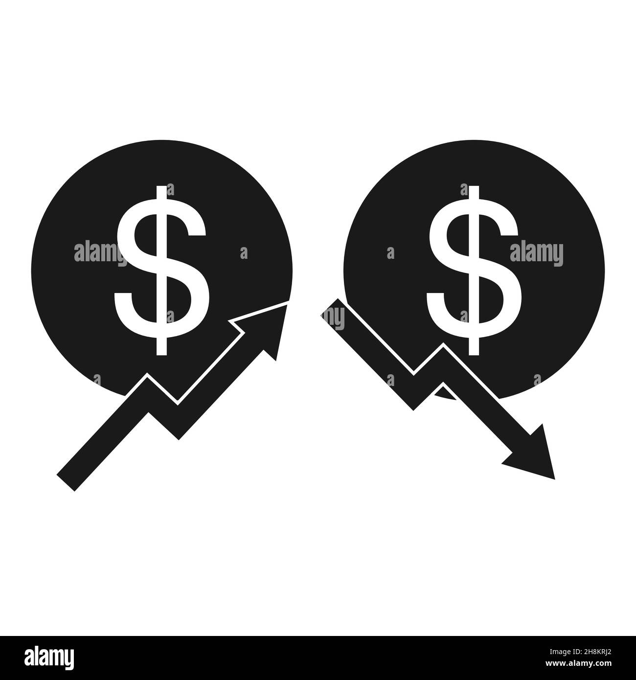 Vector Icon set of a graph of the rising and falling currency of the ...