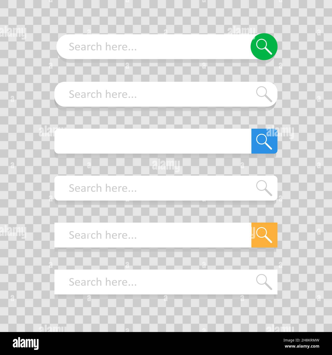 Web search form and button with loupe sign. Variations colors rounded ...