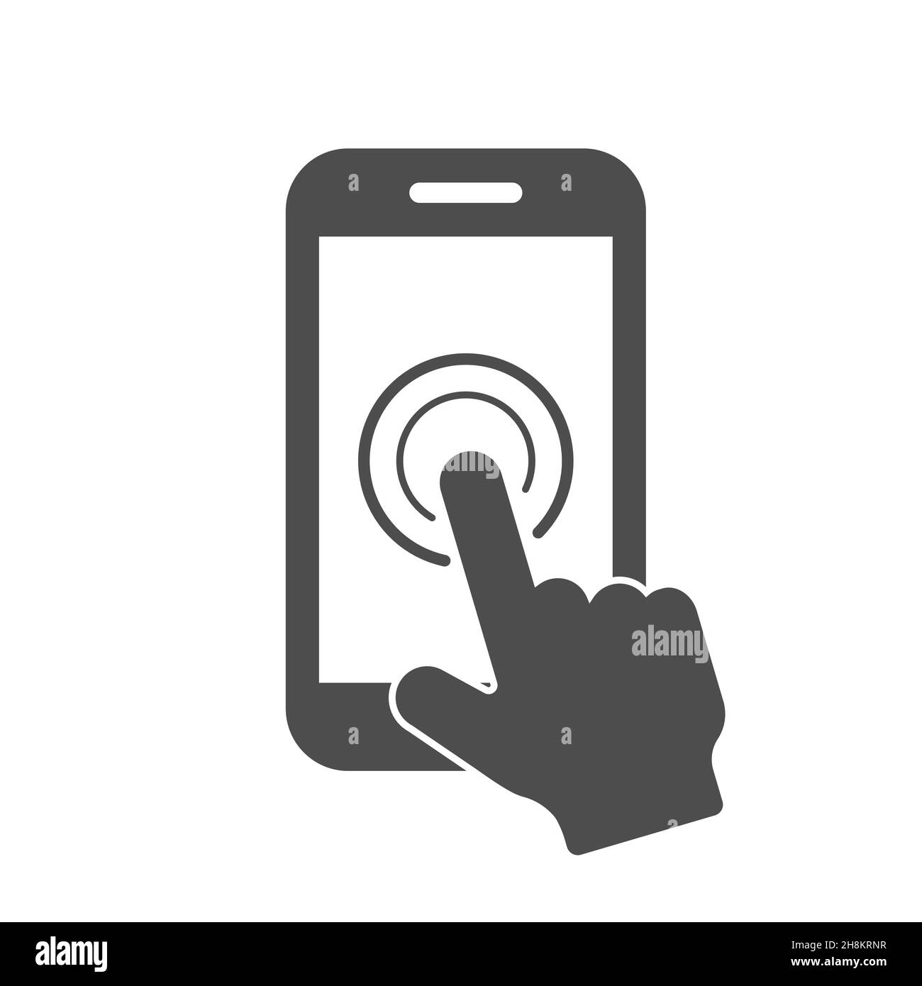 Hand touch screen smartphone vector icon isolated on white background ...