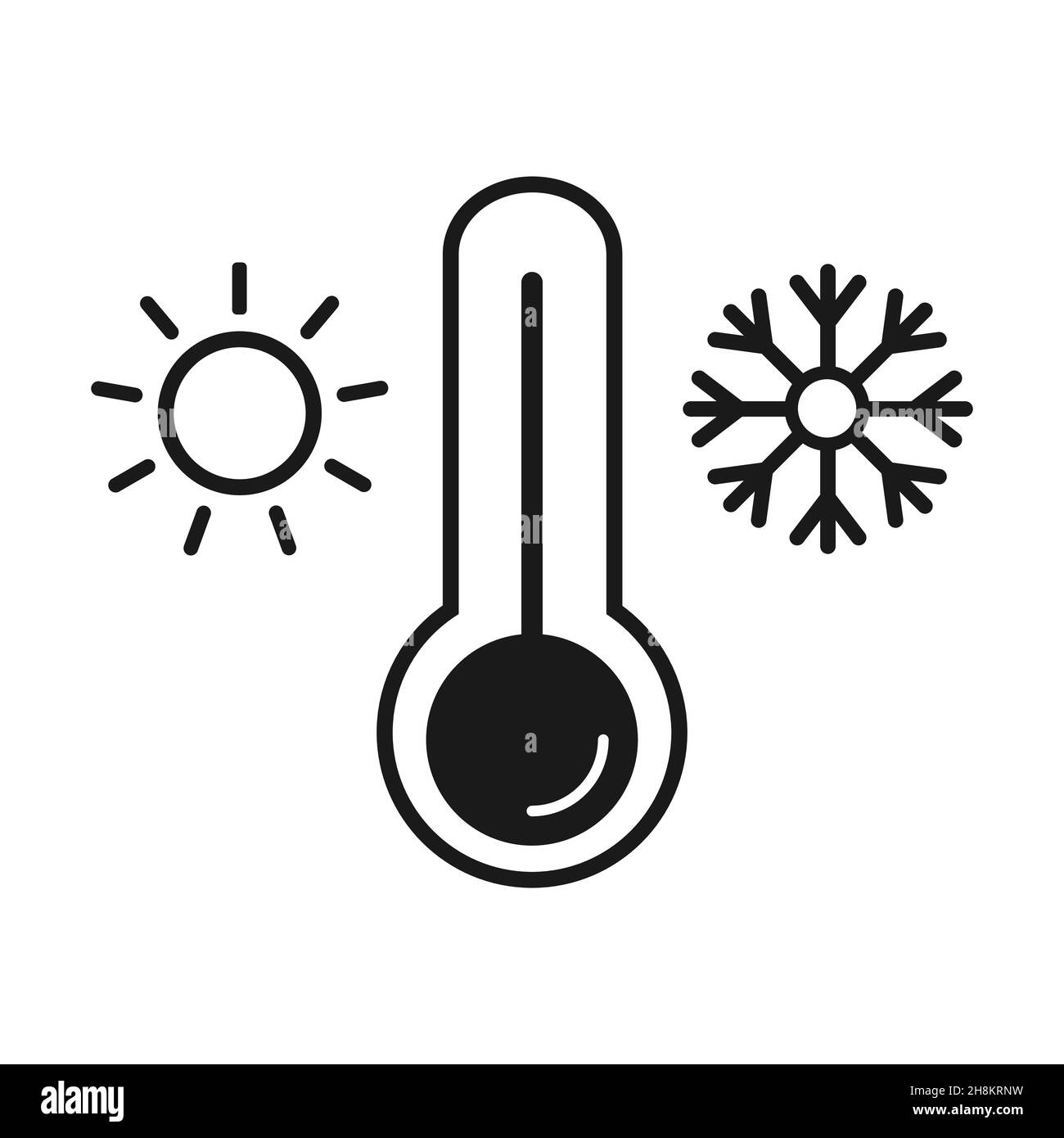 Weather temperature thermometer line icon. linear style sign for mobile ...
