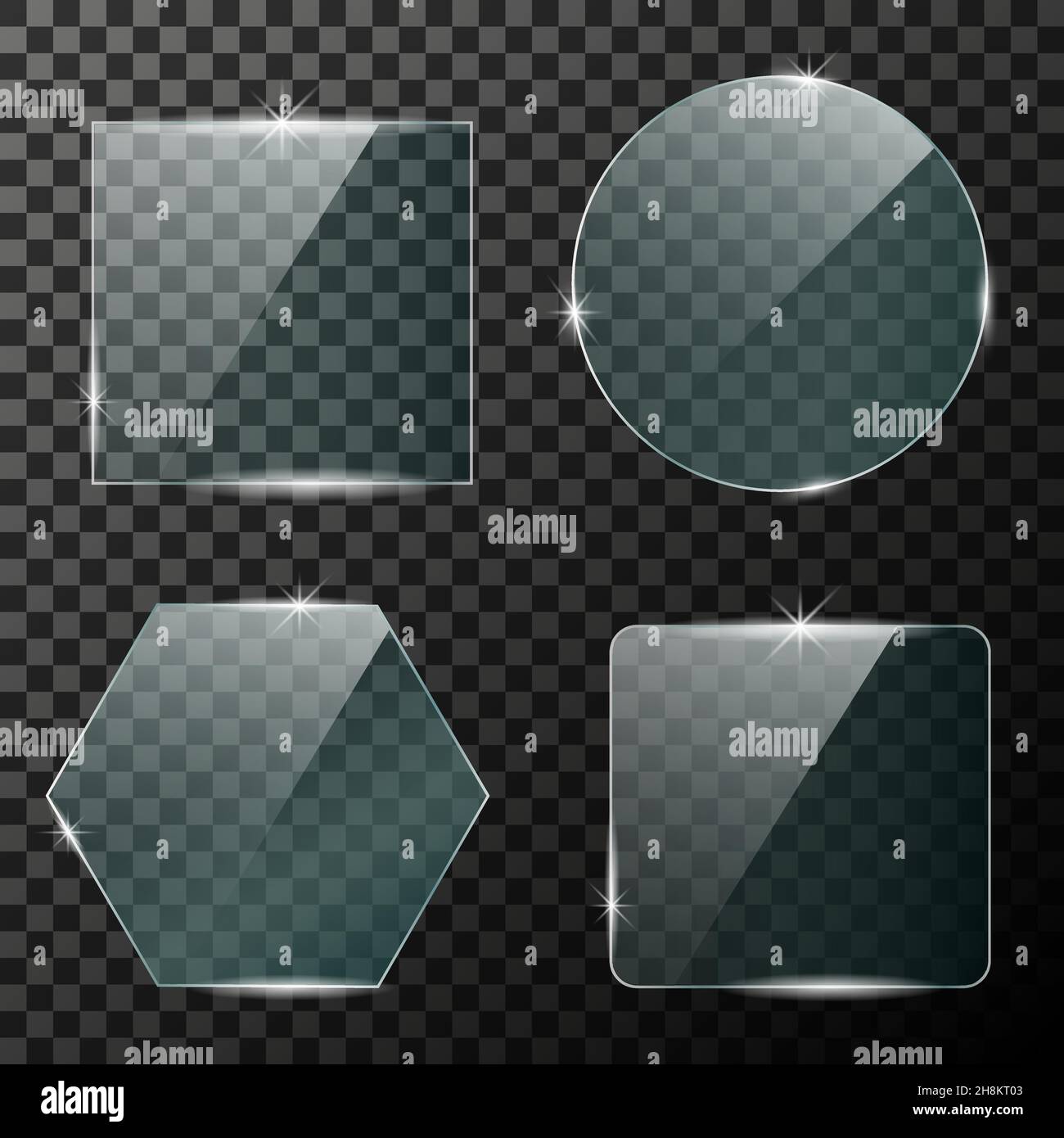 Glass plates, Set of different glass shapes, glass frames isolated on ...