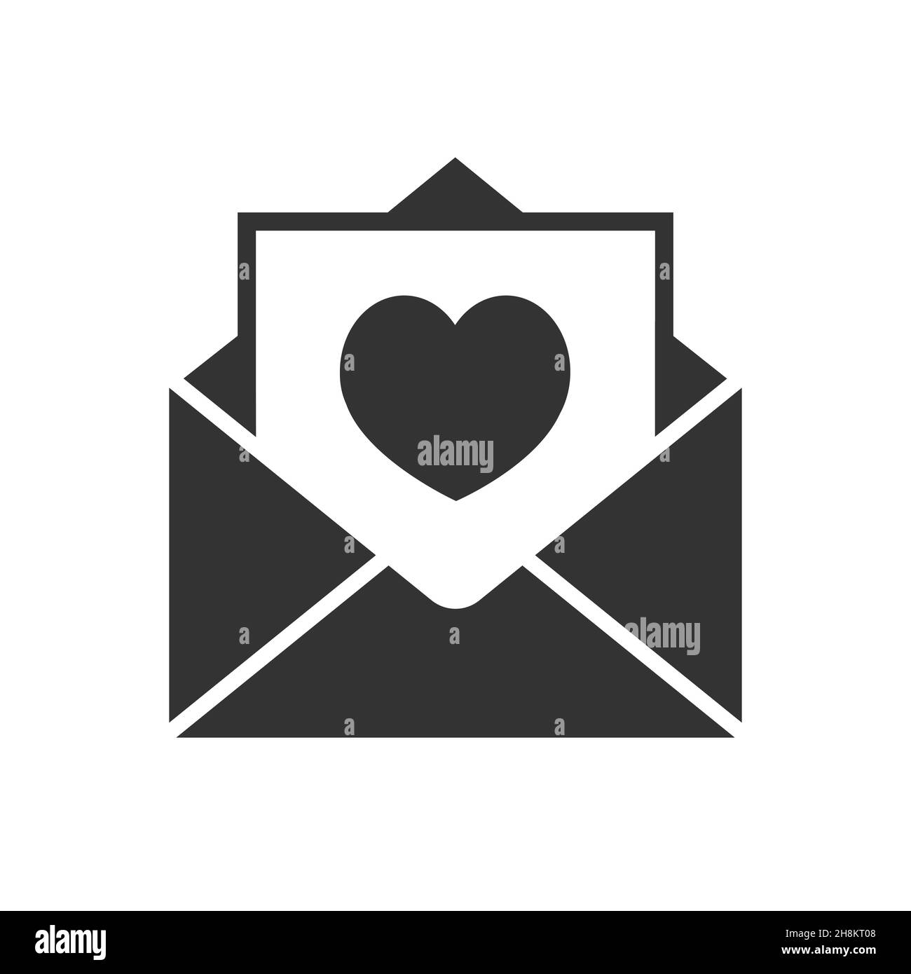 Envelope with Heart vector outline icon. Love letter symbol Stock ...