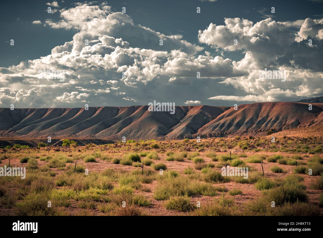 The beautiful view cloudy sky, red and green canyon in Colorado. The ...