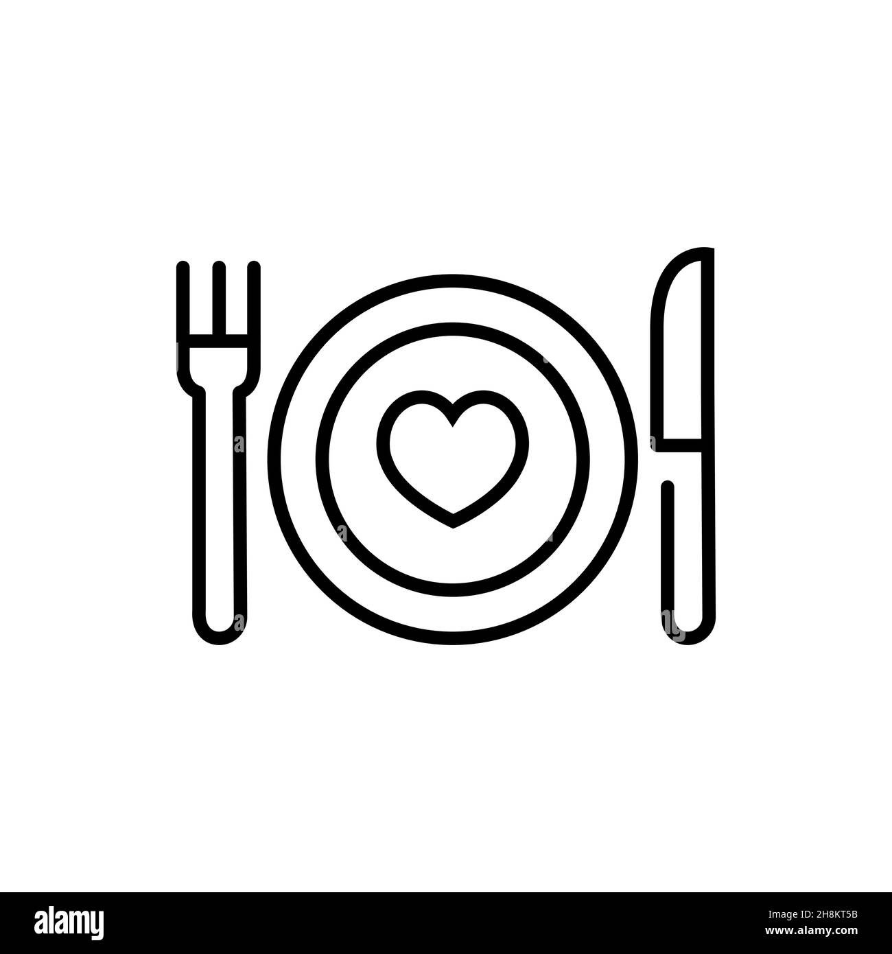 Conceptual eat healthy icon. Heart and dining plate sign. Concept eat ...
