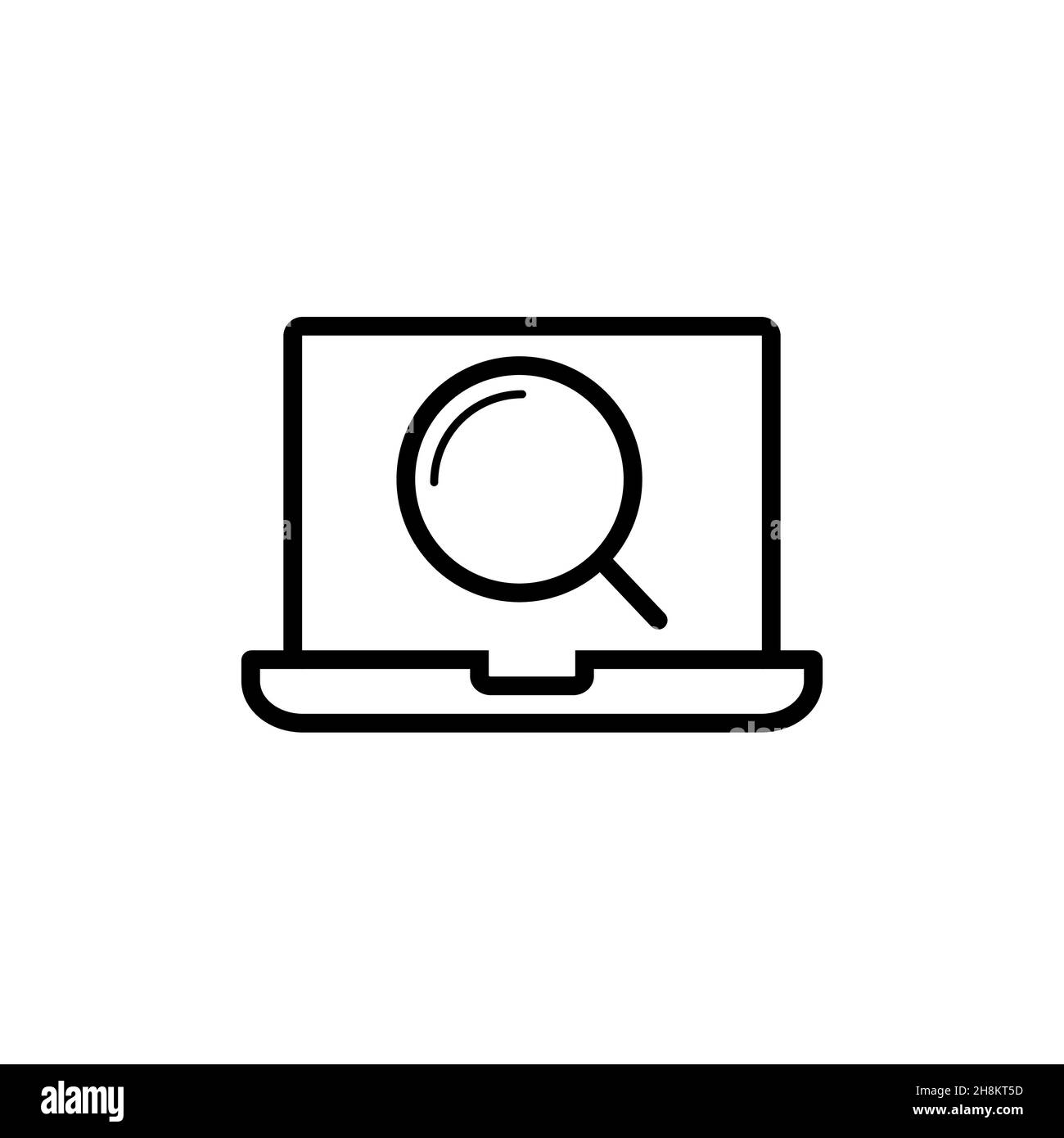 Laptop search line icon. linear style sign for mobile concept and web ...