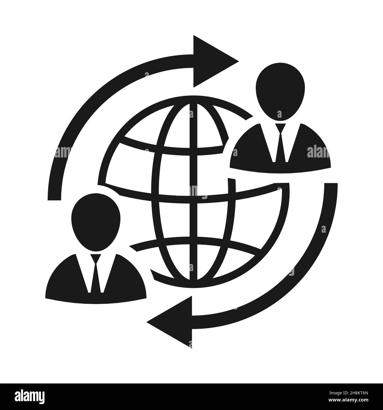 Business People Globe Communication vector icon isolated on white ...