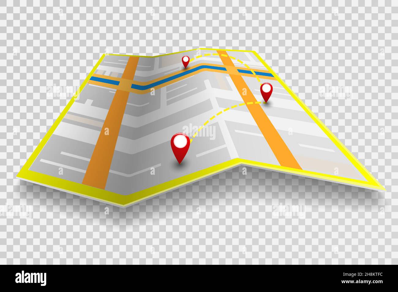 City Map With Marker, Vector Icon on transparent background Stock ...
