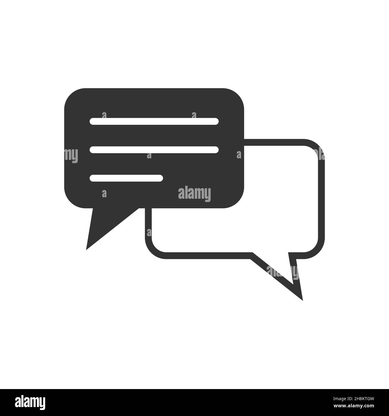 Two speech talk bubbles Vector icon isolated on white background Stock ...