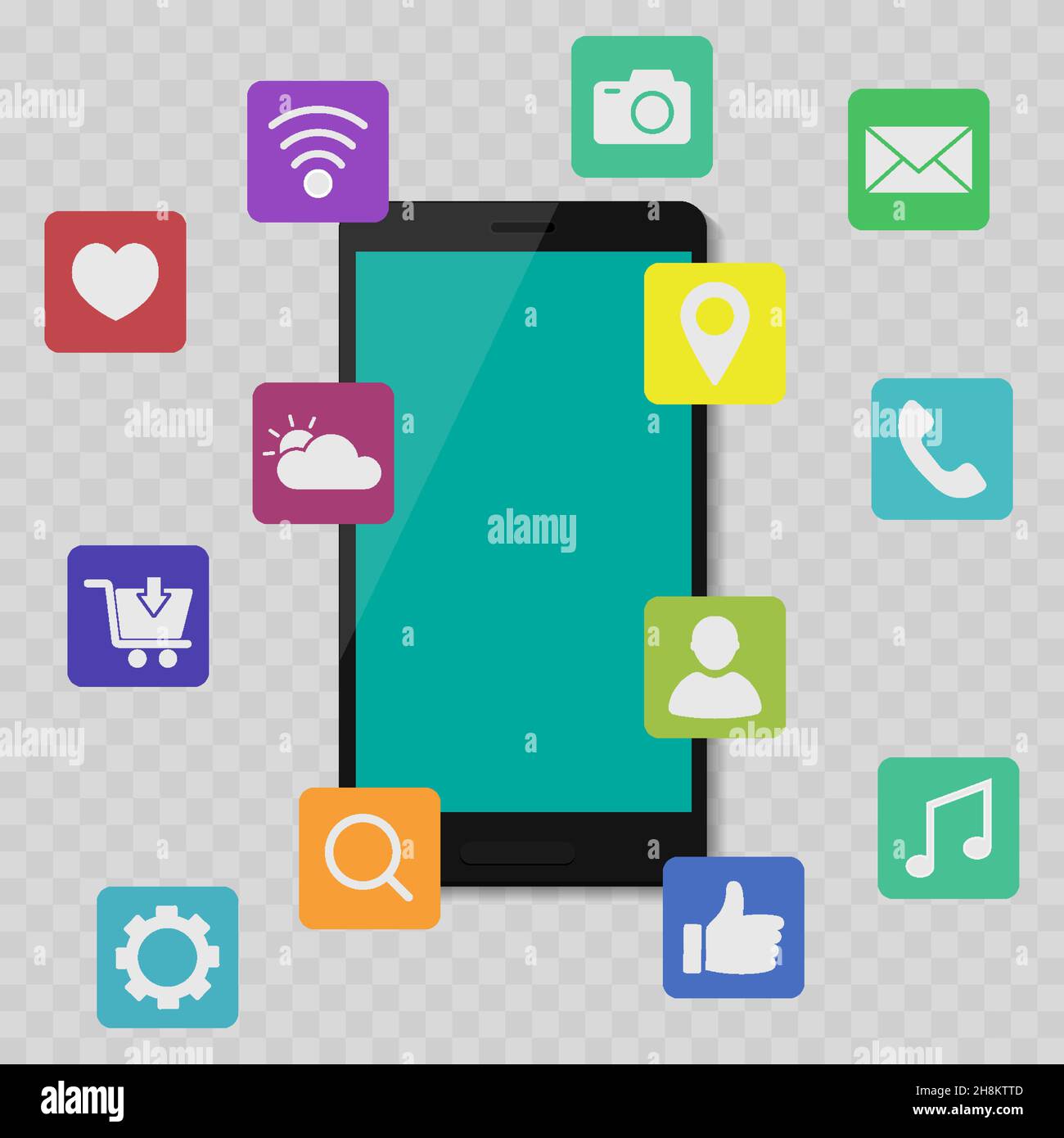 smartphone with mobile applications vector Stock Vector Image & Art - Alamy
