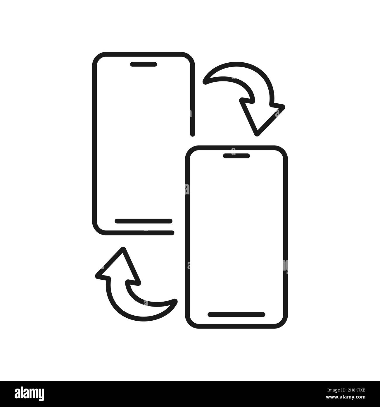 Smartphone Data Transfer vector linear Icon isolated on white ...