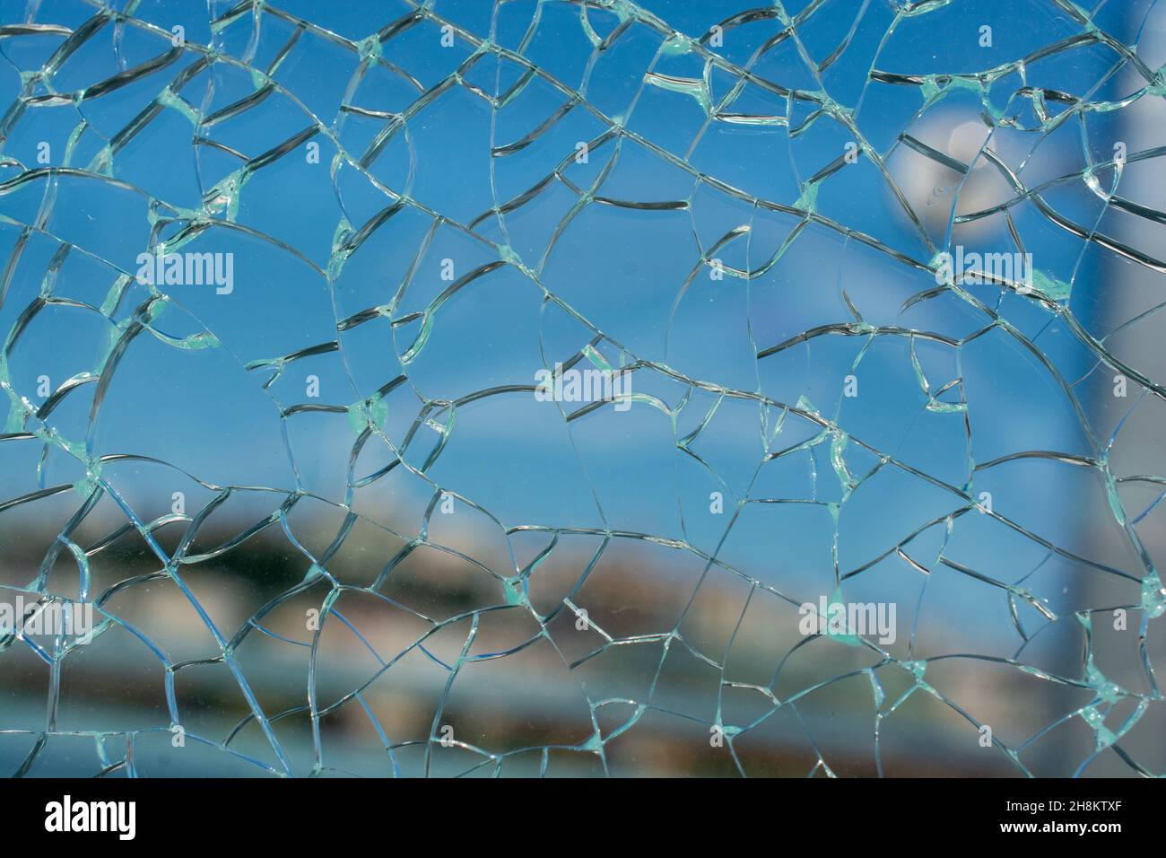 Broken tempered glass. Cracked glass texture Stock Photo - Alamy