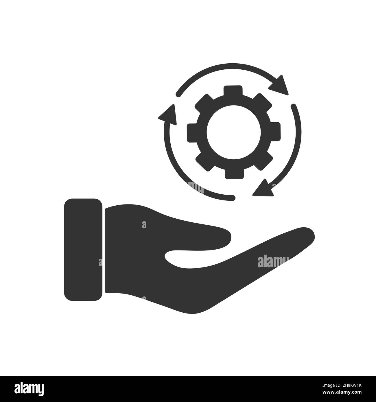 Hand holding a gear icon Stock Vector Image & Art - Alamy